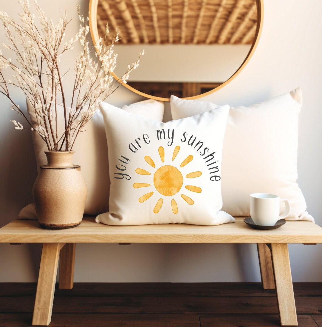 You Are My Sunshine Pillows Watercolor Sun Polyester Square White Throw ...