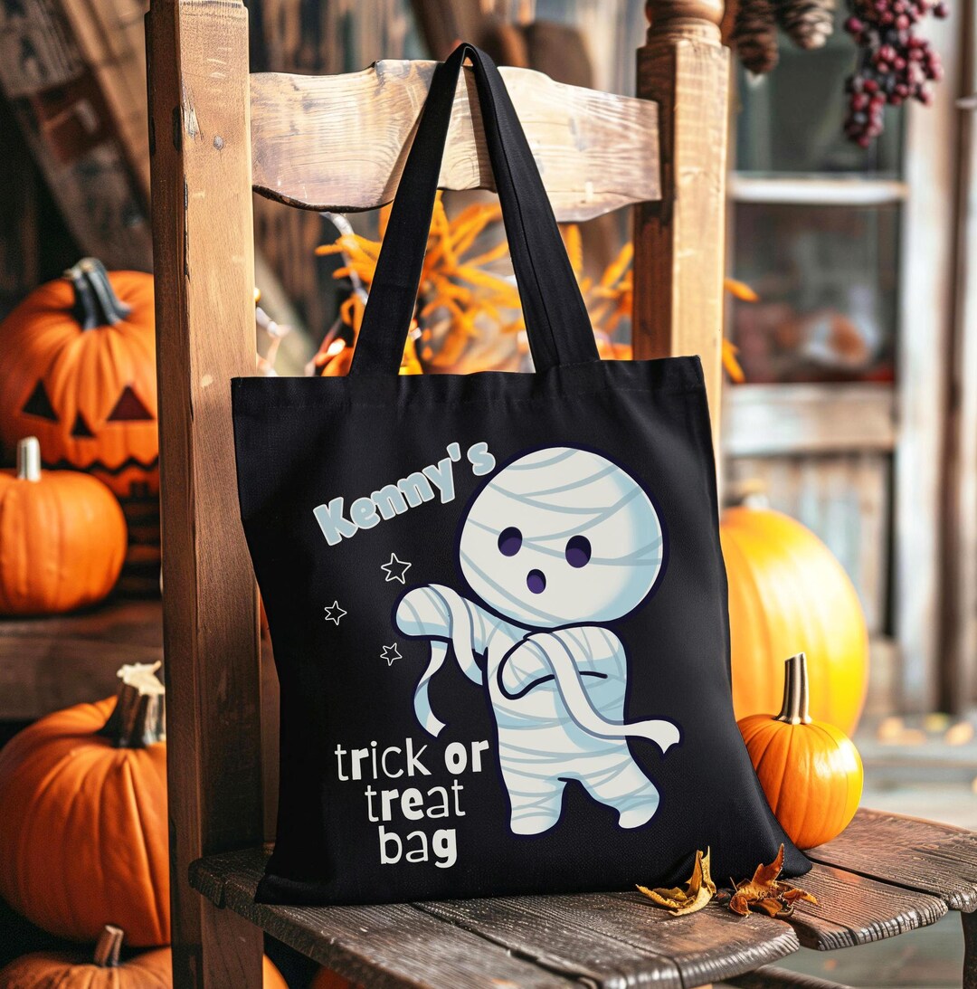 Personalized Mummy Tote Bag Boys Trick or Treating Bag for Halloween ...