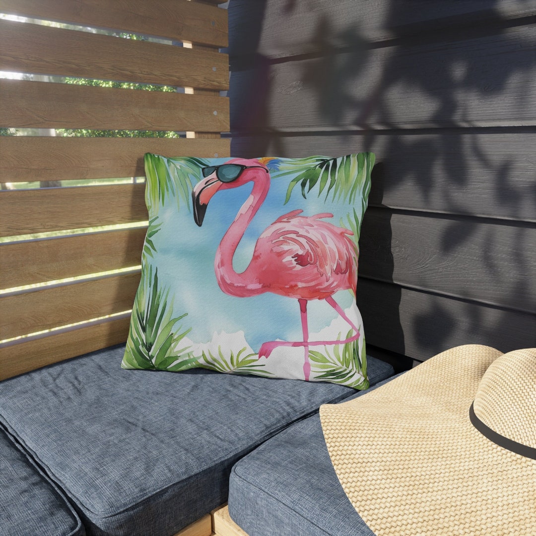 Cool Shades Flamingo Outdoor Pillows Summer Flamingo Outdoor Throw ...
