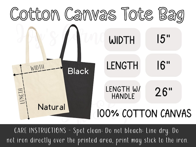 Tote Bag Size Chart, Size Chart for Canvas Tote Bag, Liberty Bags ...