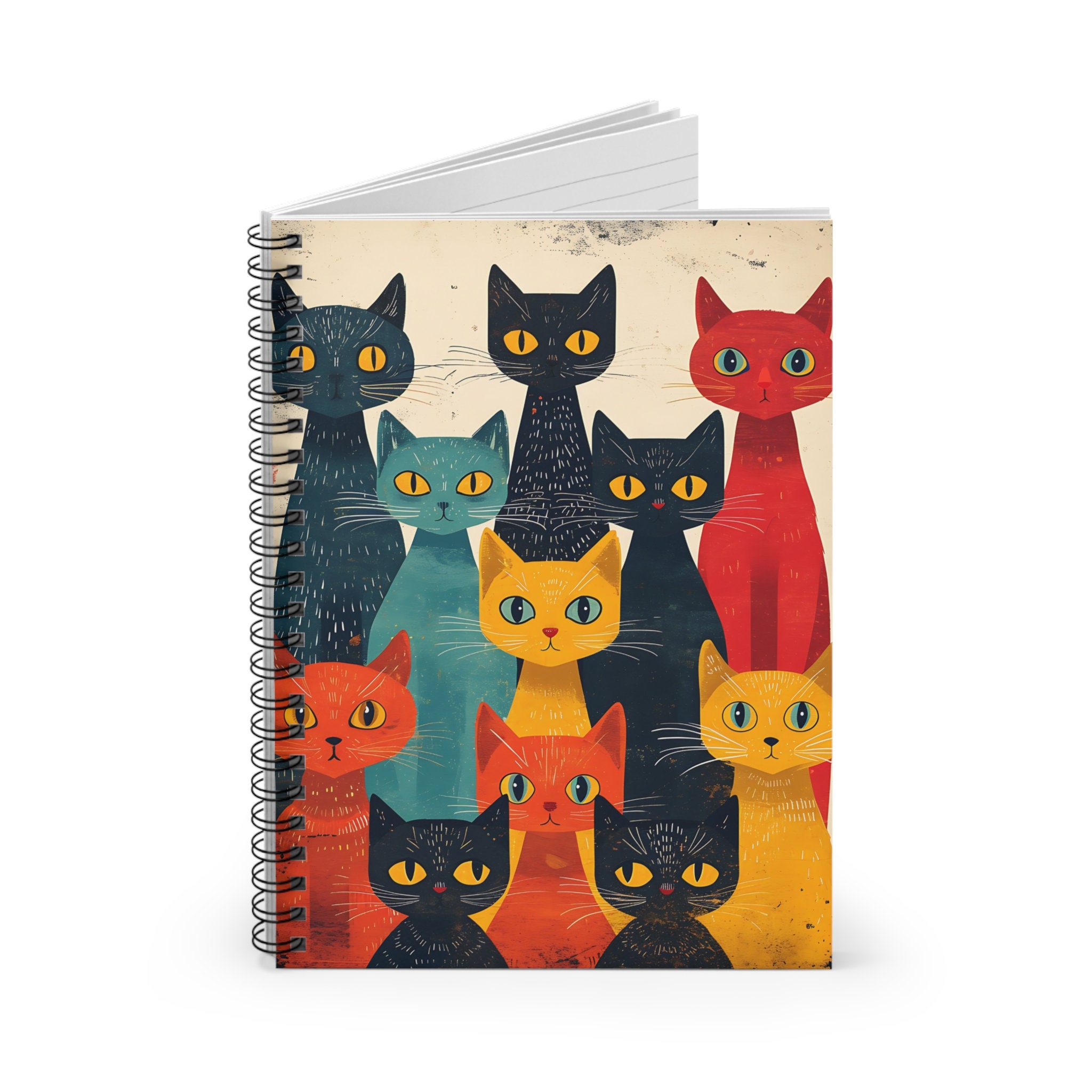 CATS Spiral Notebook Cat Art Small Notebook Gift for Cat Lover Cute Cat ...
