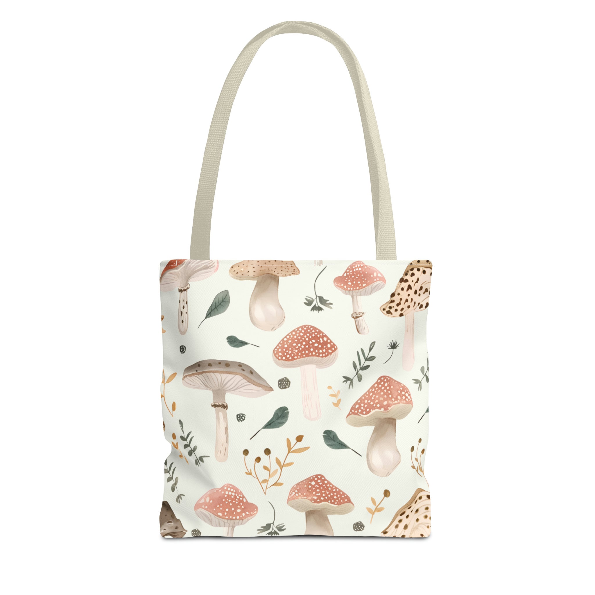 Mushrooms and Foliage Tote Bag Mushrooms Medium Antique Off-white Tote ...