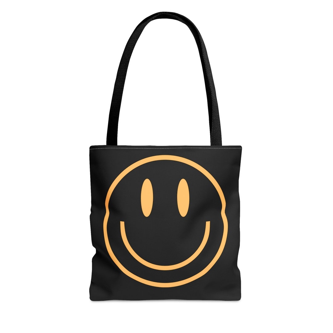 Simple Smiley Tote Bag Smiley Face Black Small Tote Bag Cute - Etsy