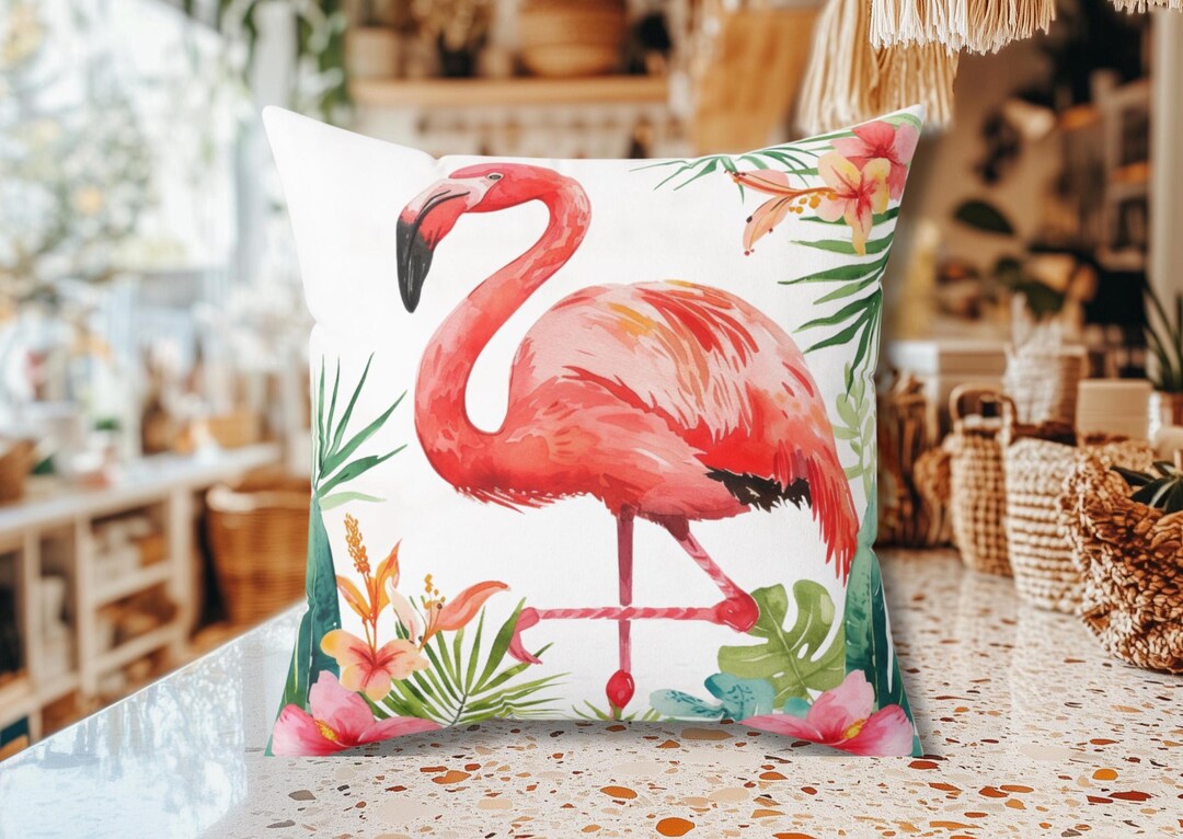 Watercolor Flamingo Pillows Island Vibes Flamingo Throw Pillow Flamingo ...
