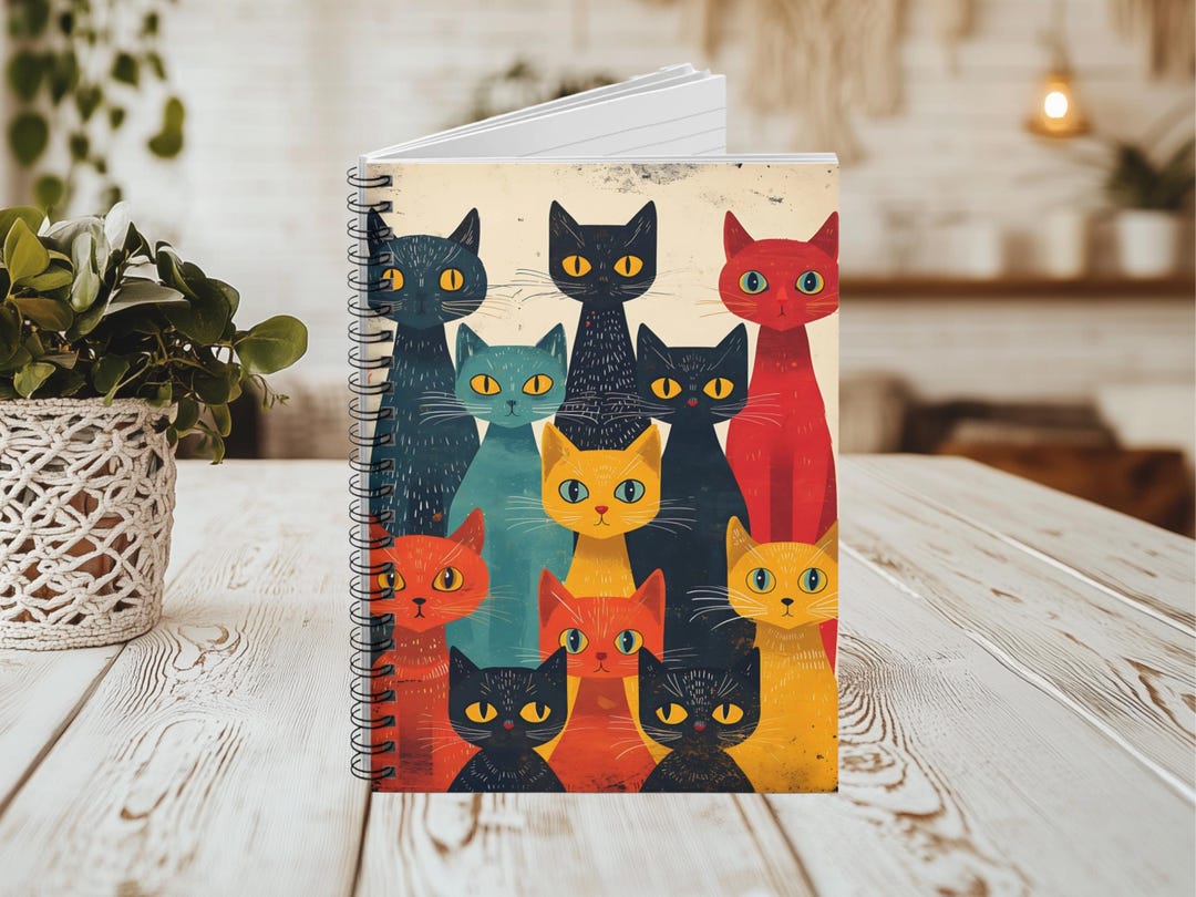 CATS Spiral Notebook Cat Art Small Notebook Gift for Cat Lover Cute Cat ...