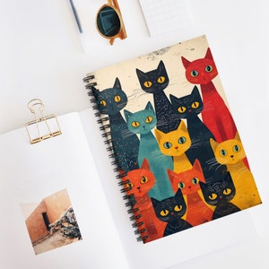 Colorful Cats Art Spiral Notebook, Small Cat Lover Journal - Etsy