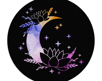 Black Gold Moon Sun Star Celestial Mouse Mat Rectangle or Round ...