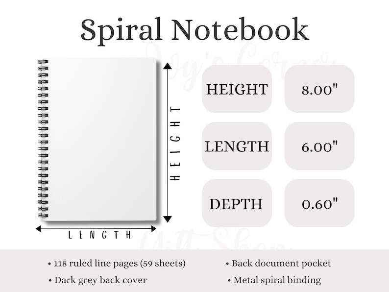 Spiral Notebook Size Chart Plain Size Chart Template For Pod Product