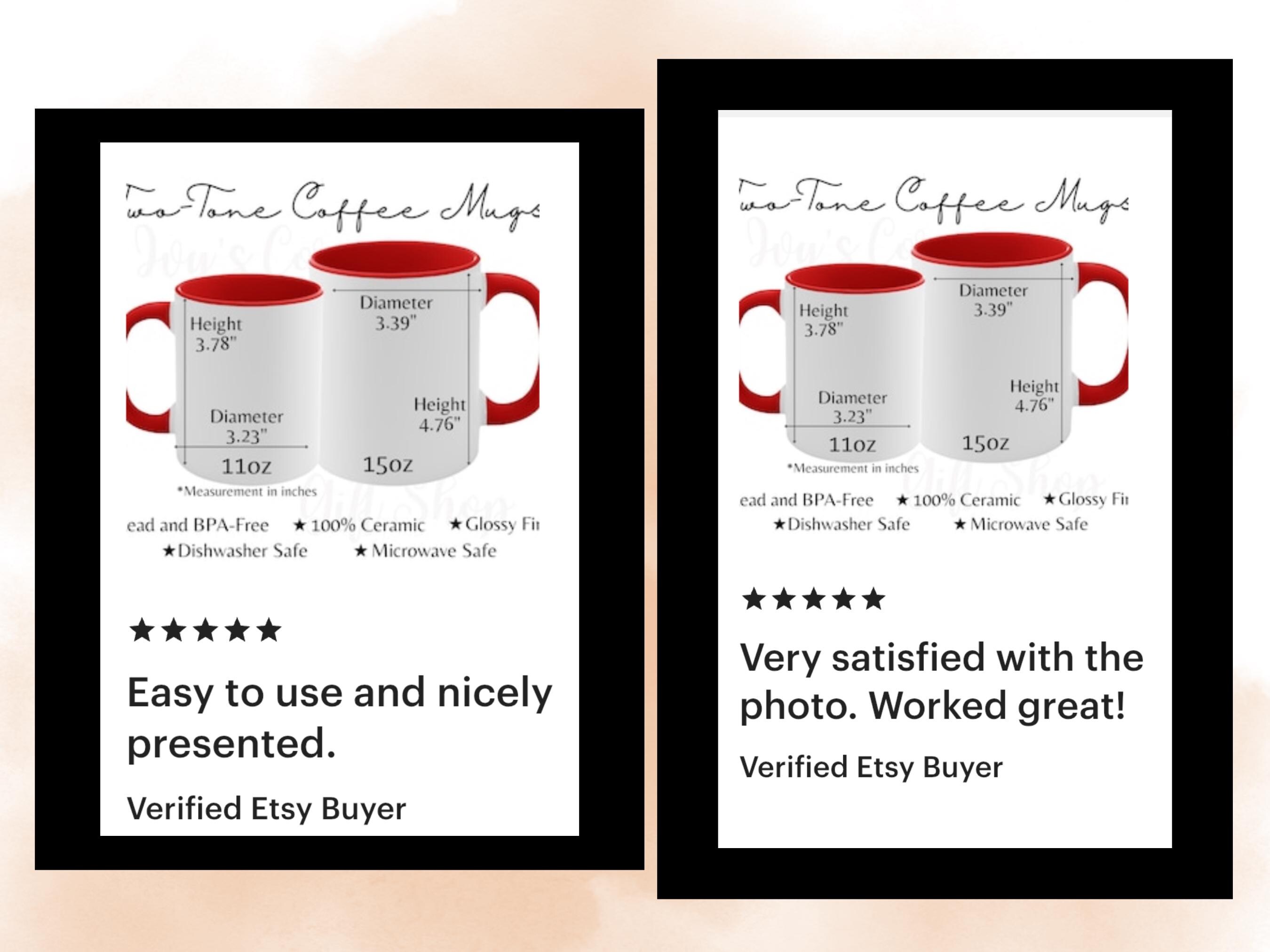 Two Tone Coffee Mugs Size Chart 11 and 15oz, Size Chart Template for ...