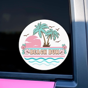 Beach Bum Stickers for Jeep, Sticker Gift for Beach Lover Palm Trees ...