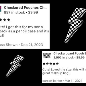 Checkered Pouches Checkerboard Zipper Pouches 2 Sizes Cool Makeup Bag Gift for Teen Travel Pouch ...