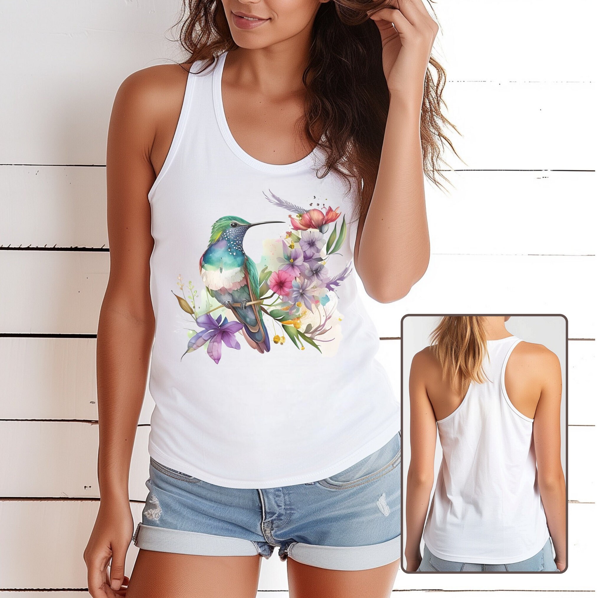 Beautiful Hummingbird Tank Tops Watercolor Hummingbird Women's ...