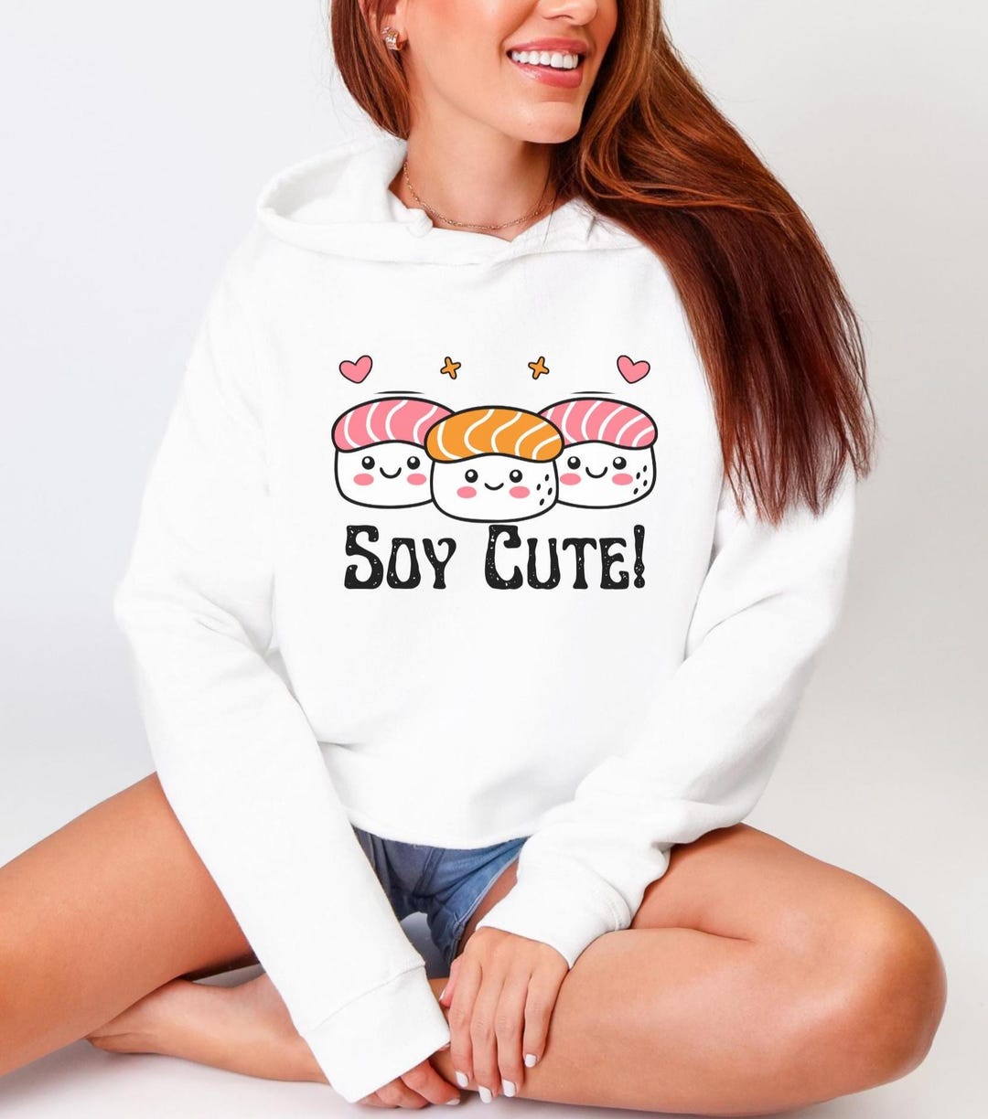 Sushi Cropped Hoodie for Teen Girls Gift, Cropped Hooded Sweatshirt ...