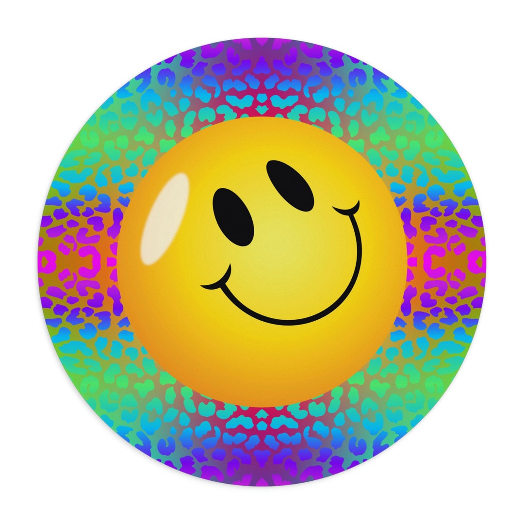 Cheetah Print Smiley Face Mouse Pad Colorful Cheetah Background Smiley ...