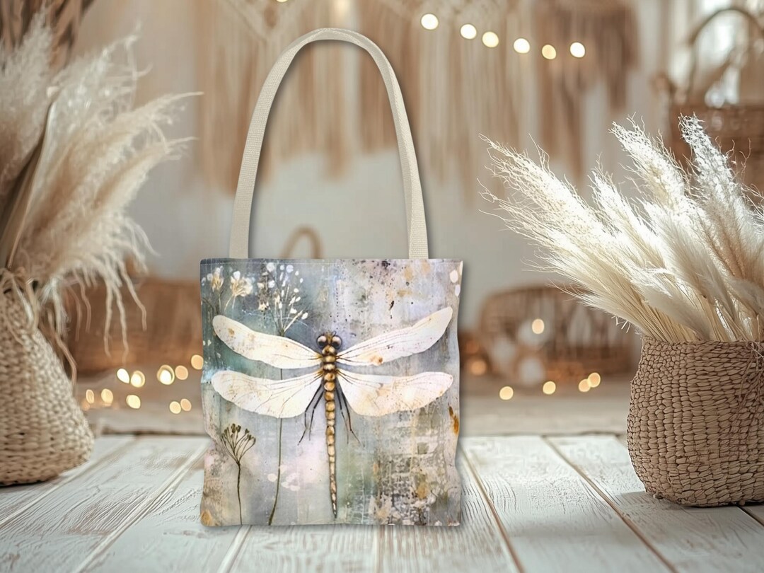 Cottagecore Dragonfly Shopping Bag Gift for Teacher Watercolor ...