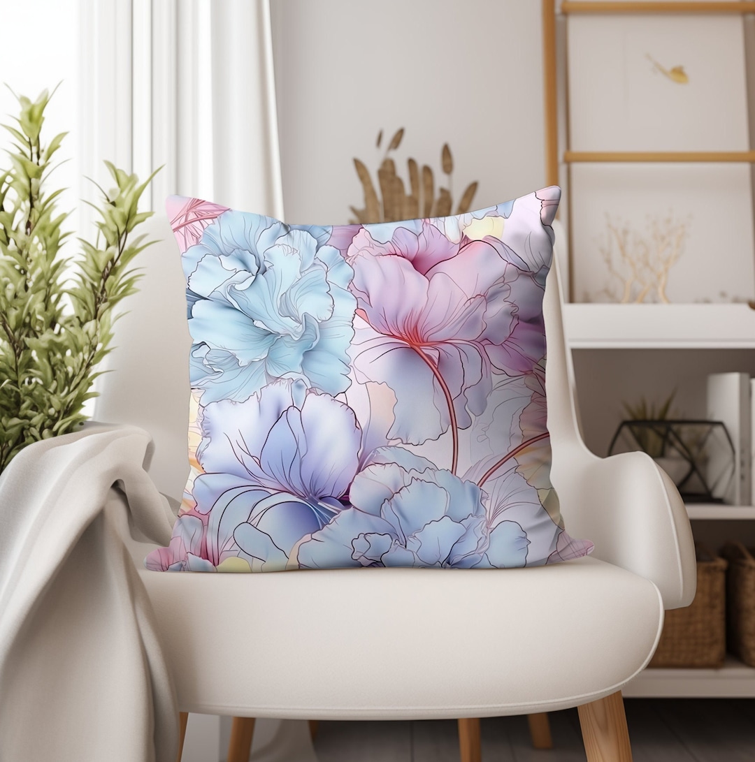 Watercolor Floral Throws Pillows Beautiful Flowy Flowers Decorative ...