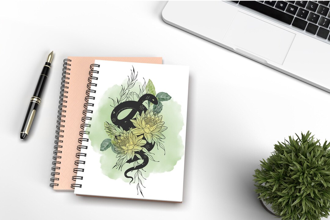 Boho Snake Spiral Notebook Watercolor Floral Snake Small Notebook Snake ...