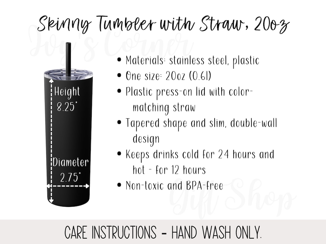 20oz Skinny Tumber Size Chart Template for POD Etsy Tools, Maars Skinny ...