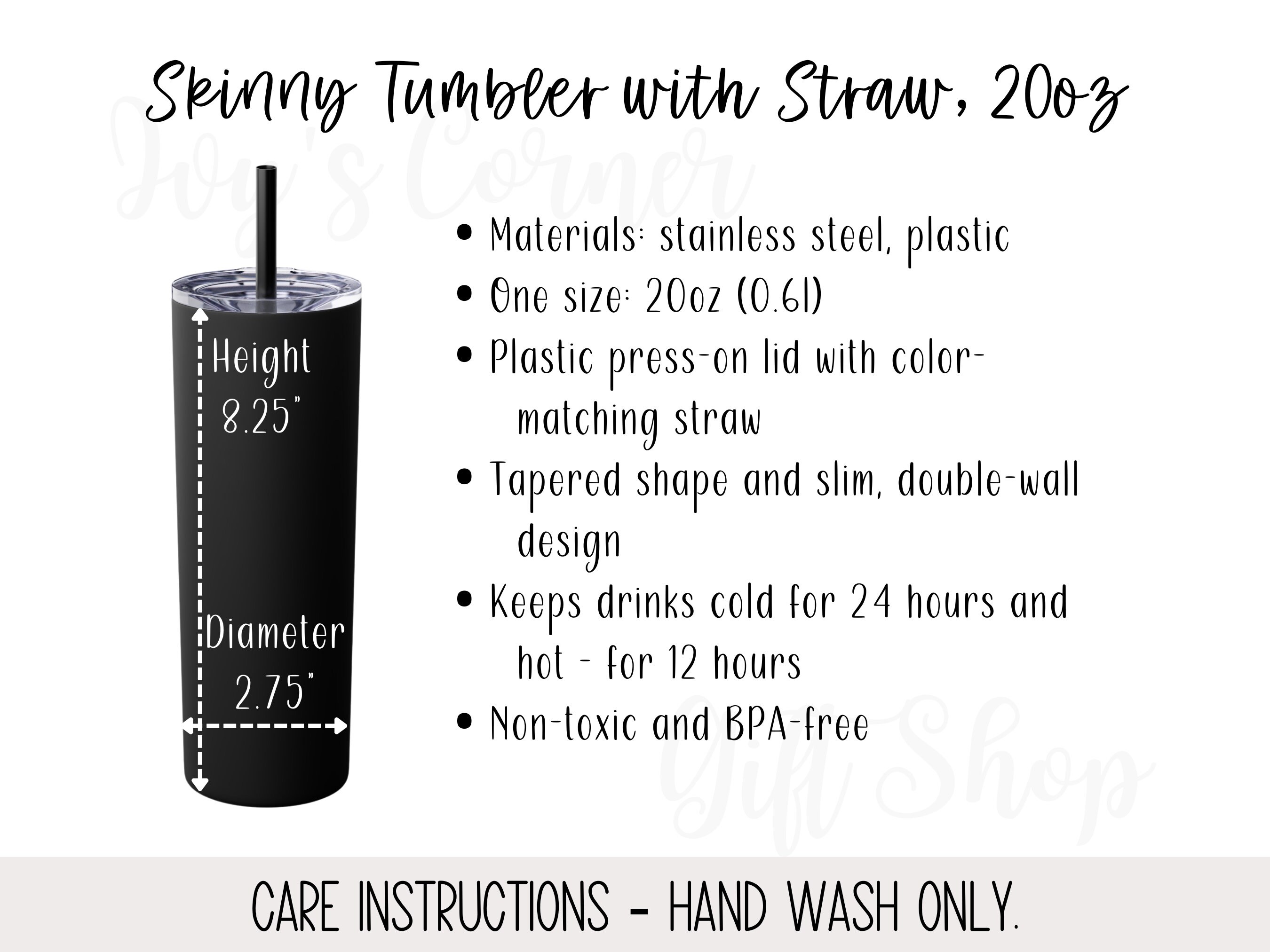 20oz Skinny Tumber Size Chart Template for POD Etsy Tools, Maars Skinny ...