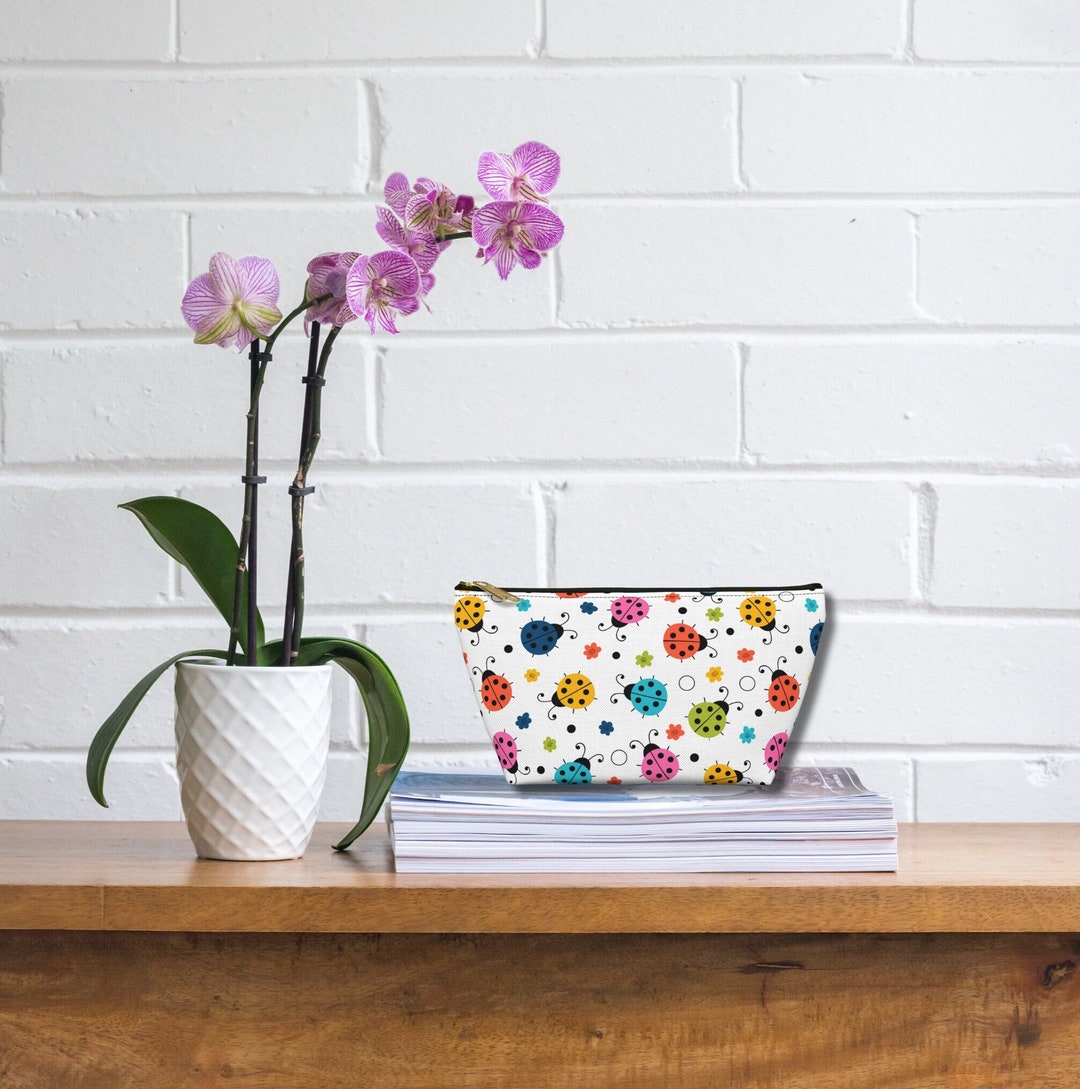 Ladybug Pouch Colorful Ladybugs Zip Top Pouch W T-bottom Small or Large ...