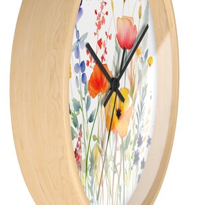 Botanical Wall Clock, Beautiful Watercolor Wildflower Wall Clock ...