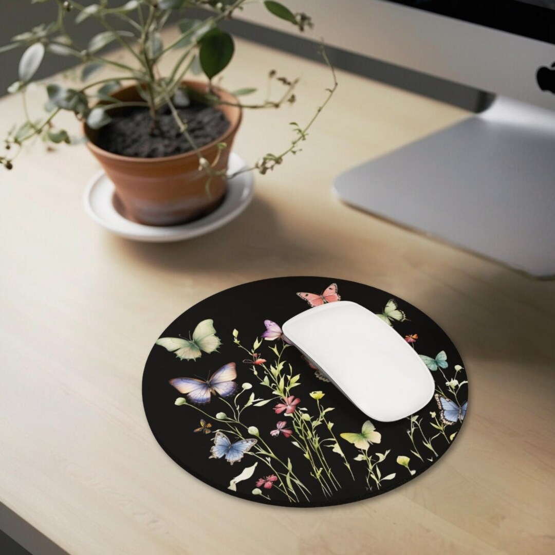 Pretty Butterfly Mouse Butterflies Black Mouse Pads Butterfly Lover ...
