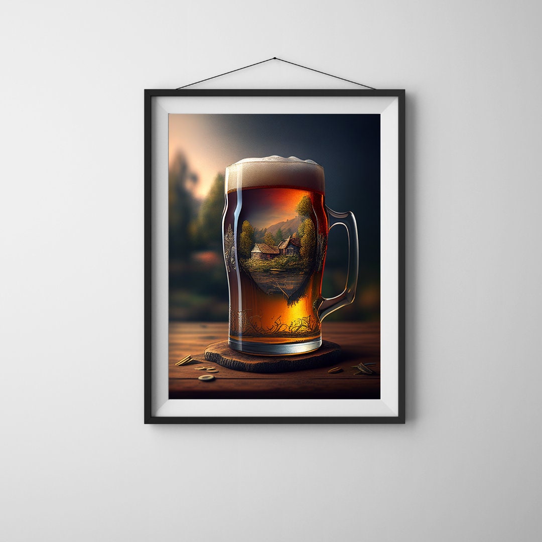 Frothy Beer Mug With Mountain Cabin - Etsy