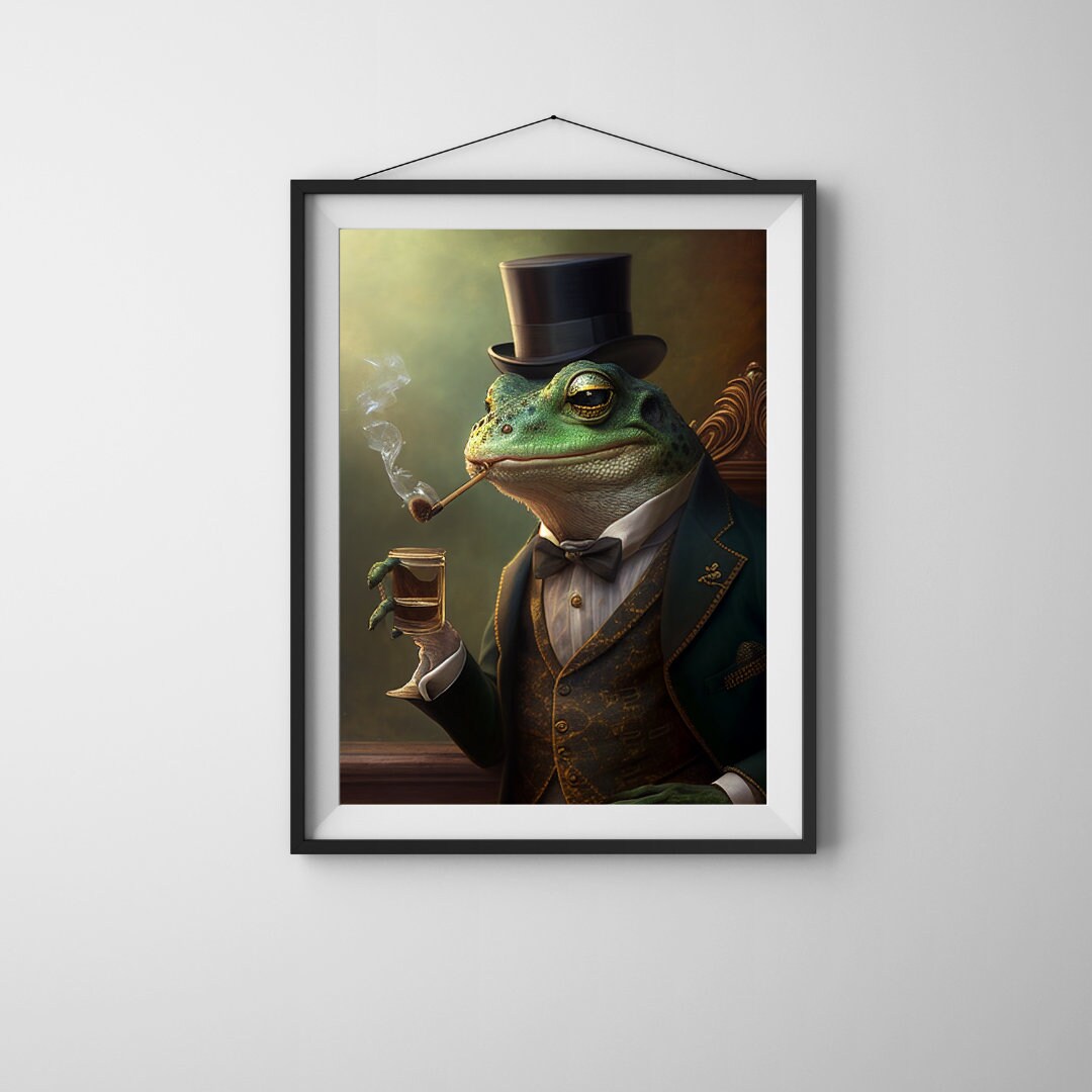 The Dapper Frog: A Portrait of Style and Sophistication - Etsy