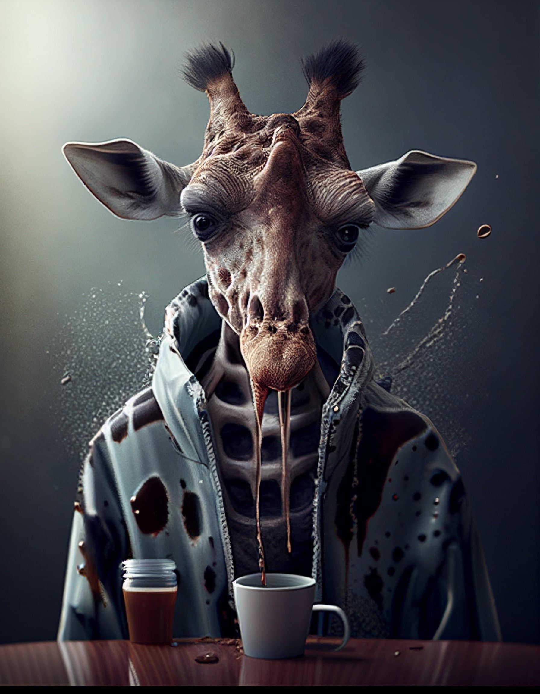 Caffeine Craze: A Fun and Whimsical Portrait of a Giraffe Addicted to ...