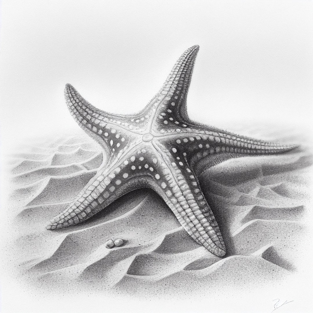 Hyper-realistic Pencil Sketch of a Cayman Islands Starfish - Etsy