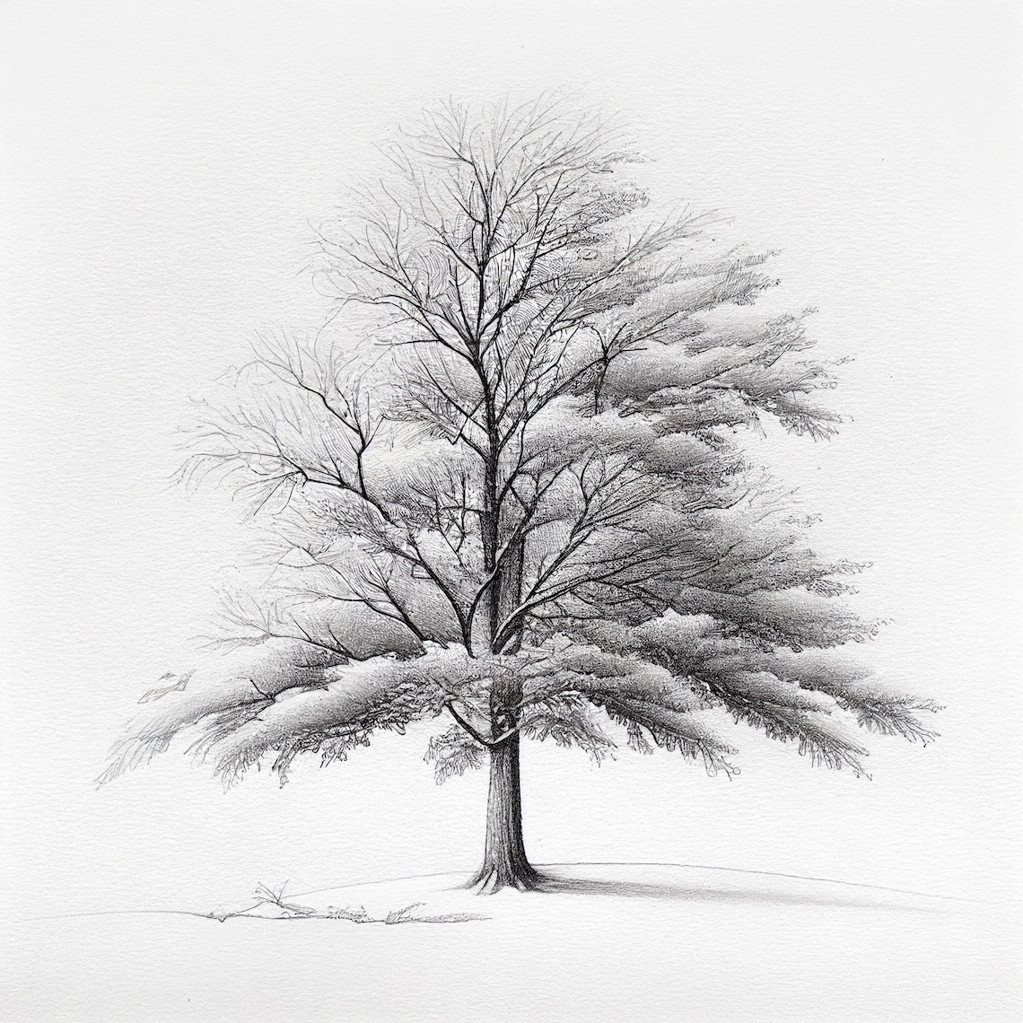 Winter Tree Pencil Sketch - Etsy