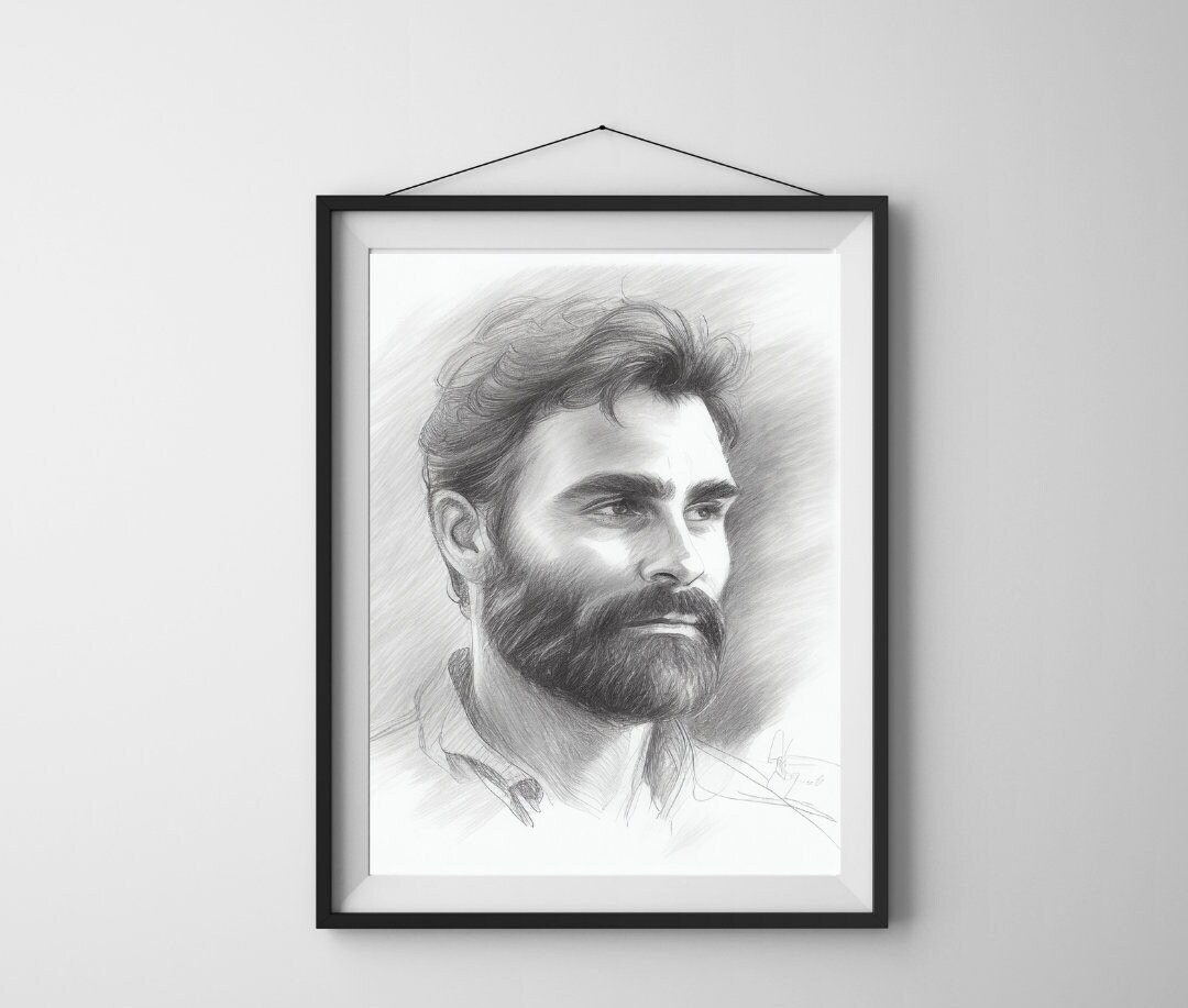 Male Face Pencil Sketch With Beard and Mustache - Simple and Timeless ...