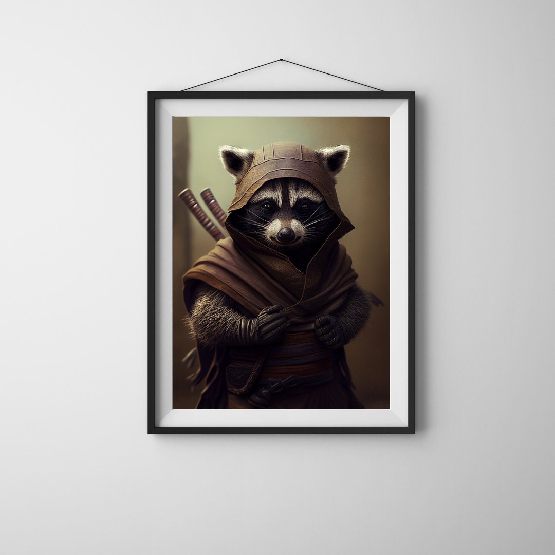 Raccoon Ninja: A Playful and Cute Portrait of a Raccoon Ninja - Etsy