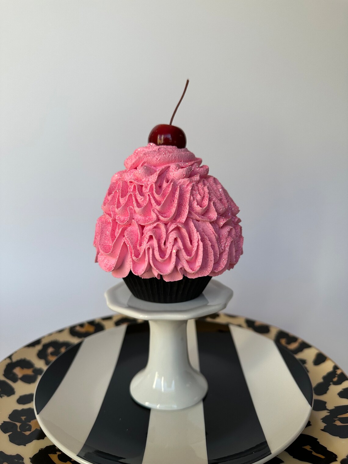 Fake Cupcakes, Faux Cupcakes, Pink Cupcakes, Black Cupcakes, Striped ...