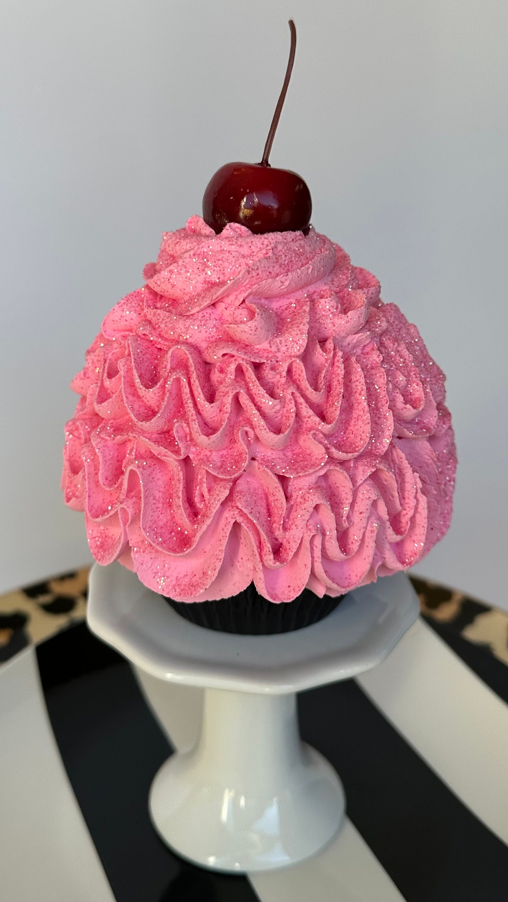 Fake Cupcakes, Faux Cupcakes, Pink Cupcakes, Black Cupcakes, Striped ...
