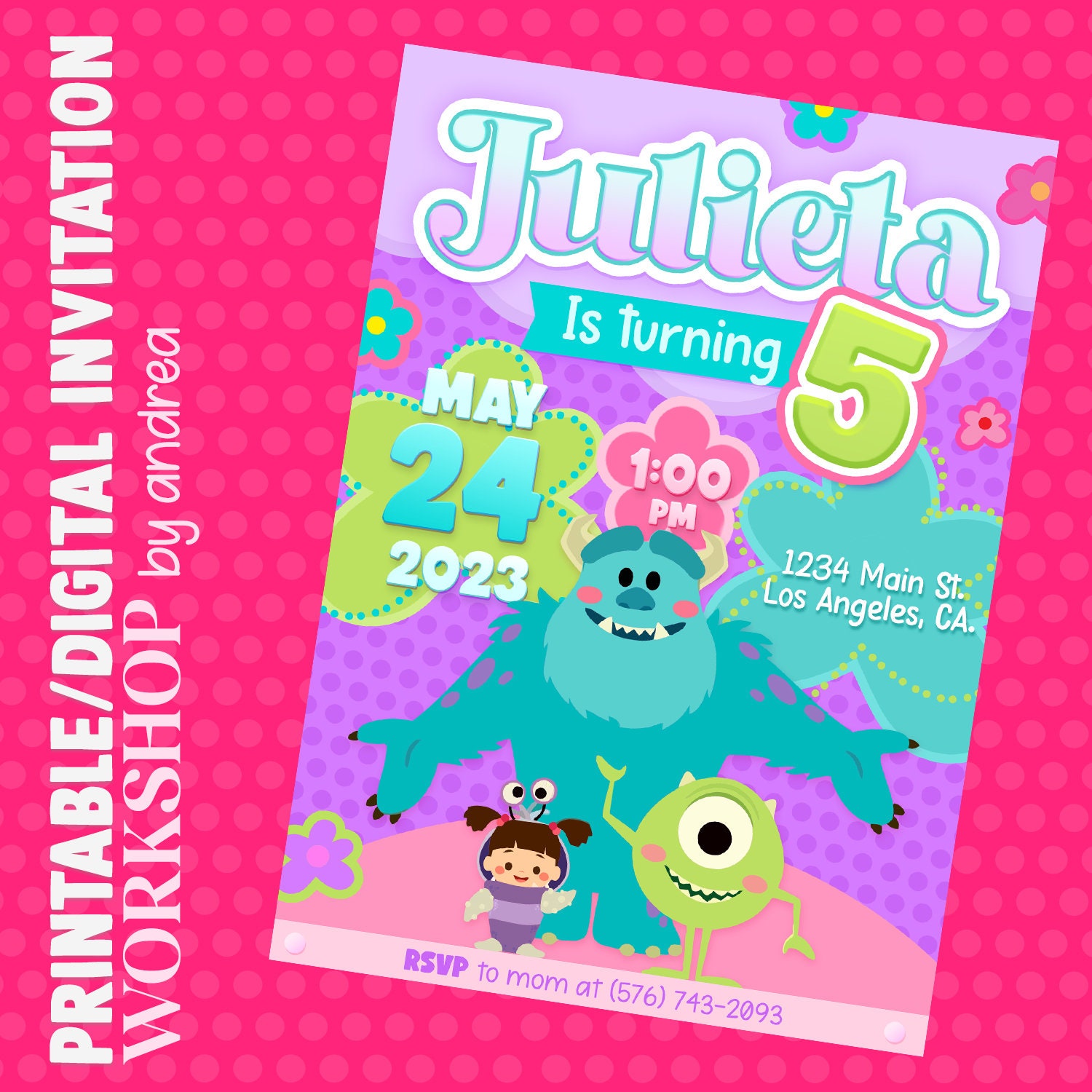 Monsters Birthday Party Invitation Editable Little Monster - Etsy