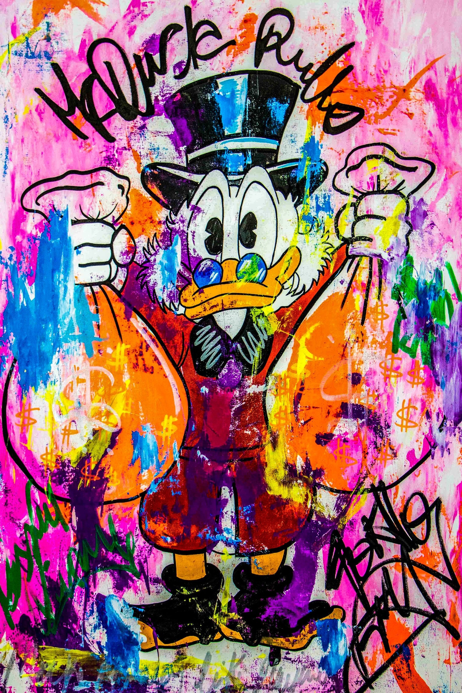 Graffiti Art Donald Duck Rich Money Canvas Painting on the - Etsy