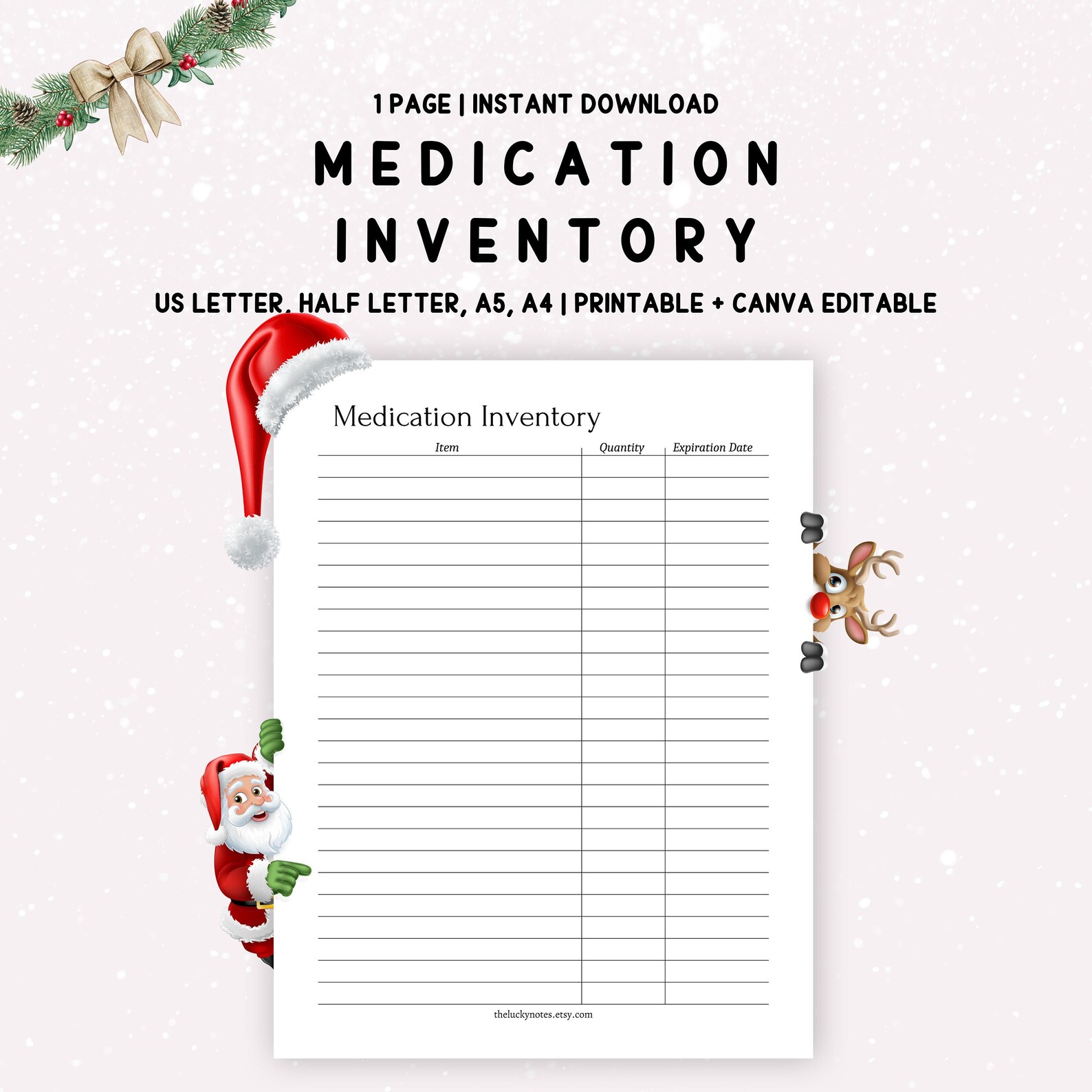 Medication Inventory Printable, Digital Medication Planner With Expiry ...