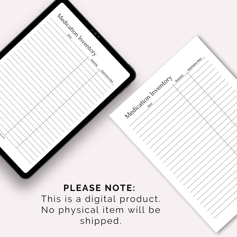 Medication Inventory Printable, Digital Medication Planner With Expiry ...