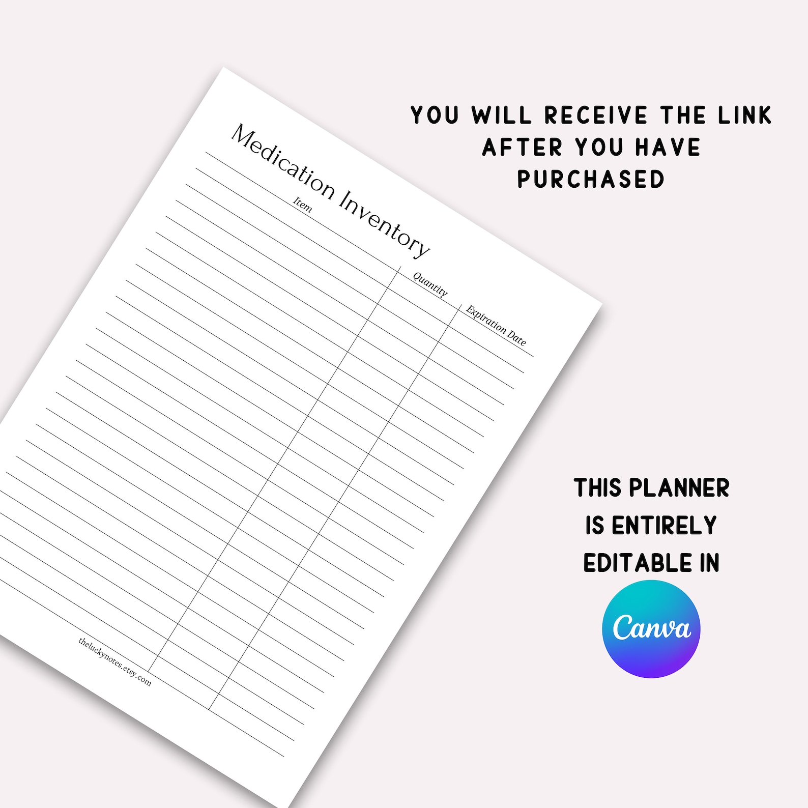 Medication Inventory Printable, Digital Medication Planner With Expiry ...
