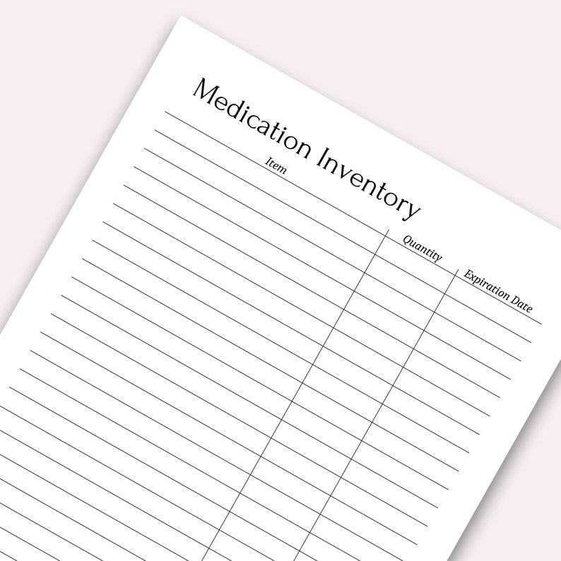 Medication Inventory Printable, Digital Medication Planner With Expiry ...