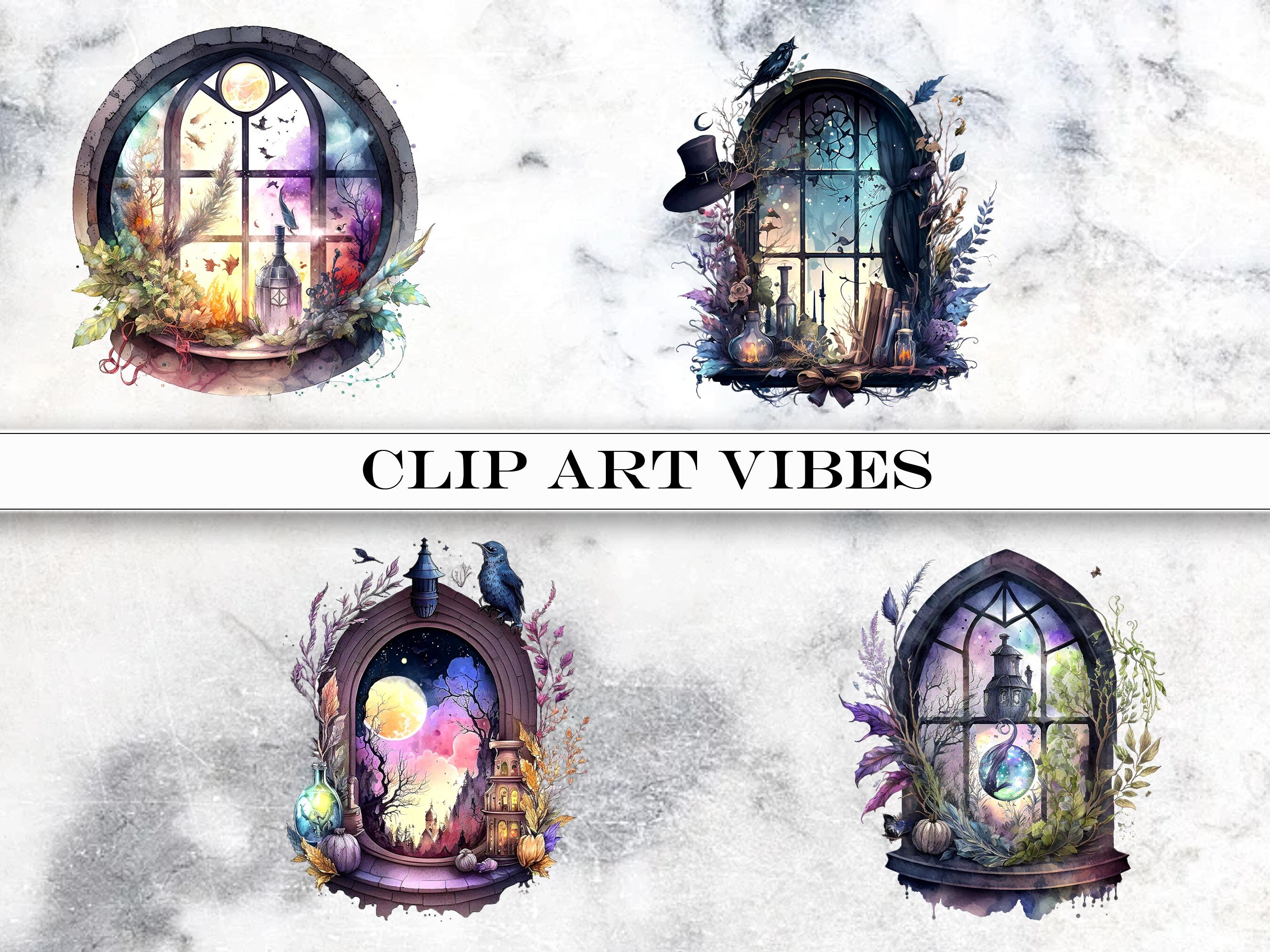 Witch Window Clipart Watercolor Wiccan PNG Witchery Clipart - Etsy UK