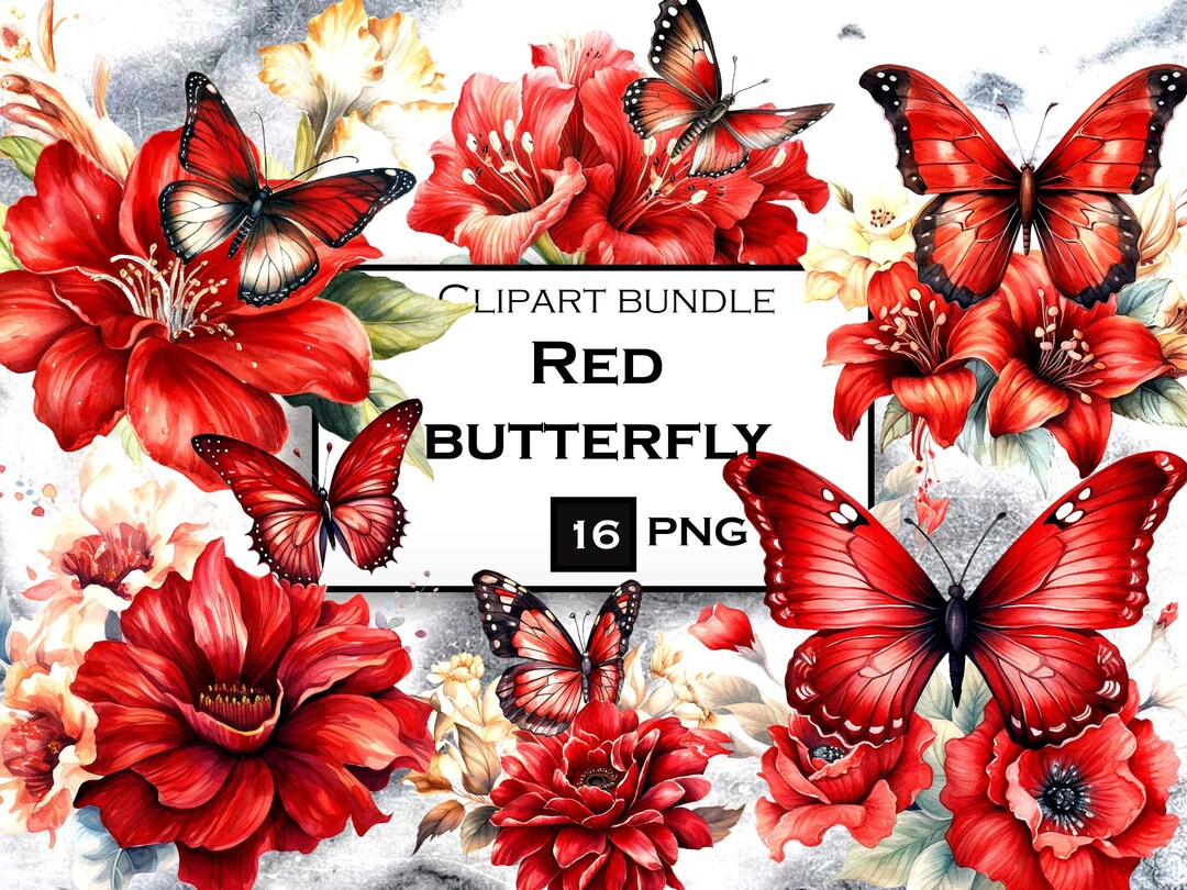 16 PNG Watercolor Butterfly Clipart Bundle, Butterfly PNG, Colorful ...