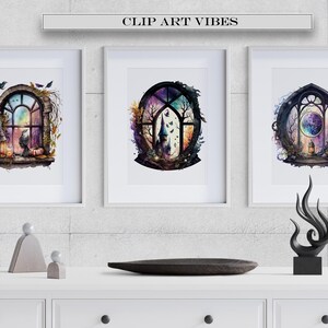 Witch Window Clipart, Watercolor Wiccan PNG, Witchery Clipart Bundle ...