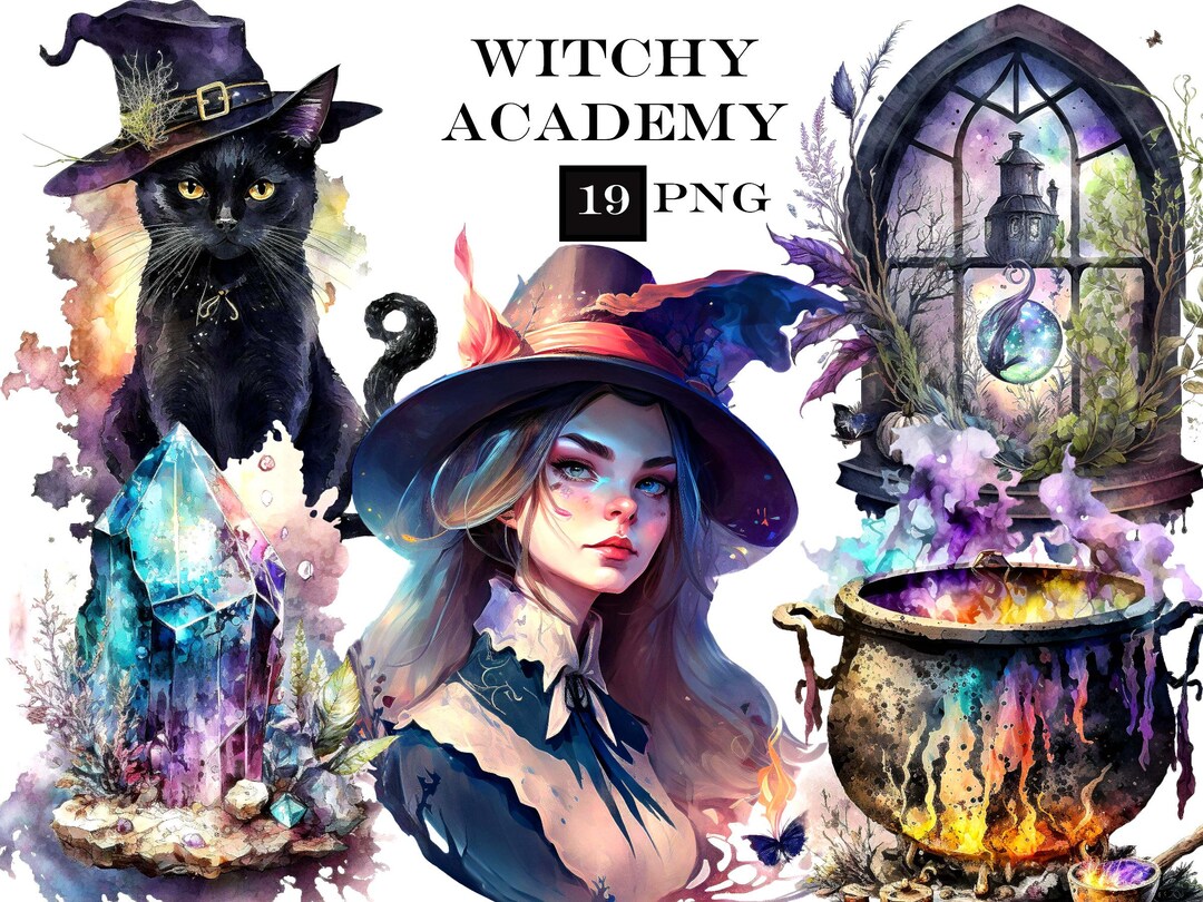 Cute Witch Clipart, Halloween PNG Clipart, Witch SVG - Etsy