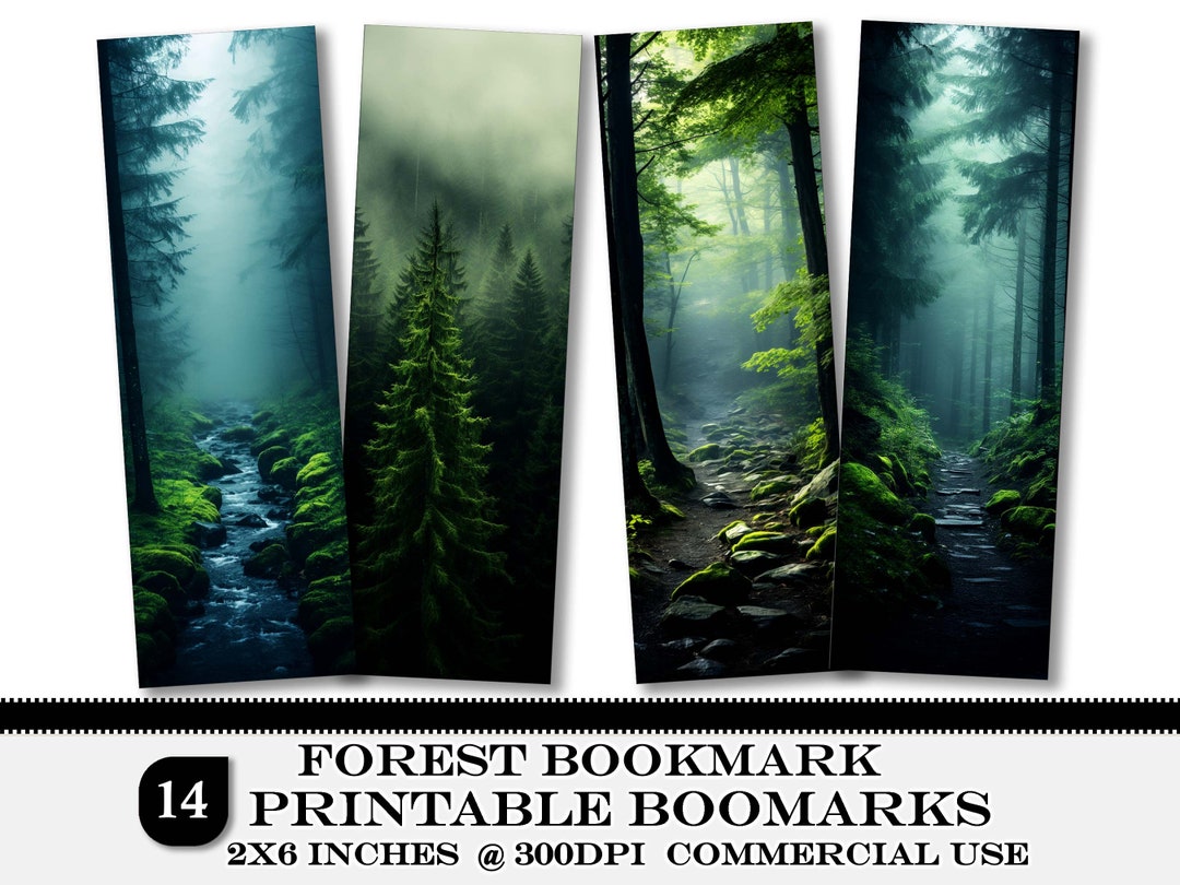 Forest Printable Bookmarks, Cute Bookmark Set, Nature Bookmarks PNG ...