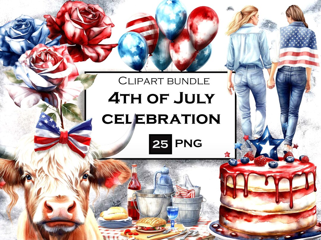 4th of July Clipart Bundle Patriotic Clipart PNG 4th of July - Etsy
