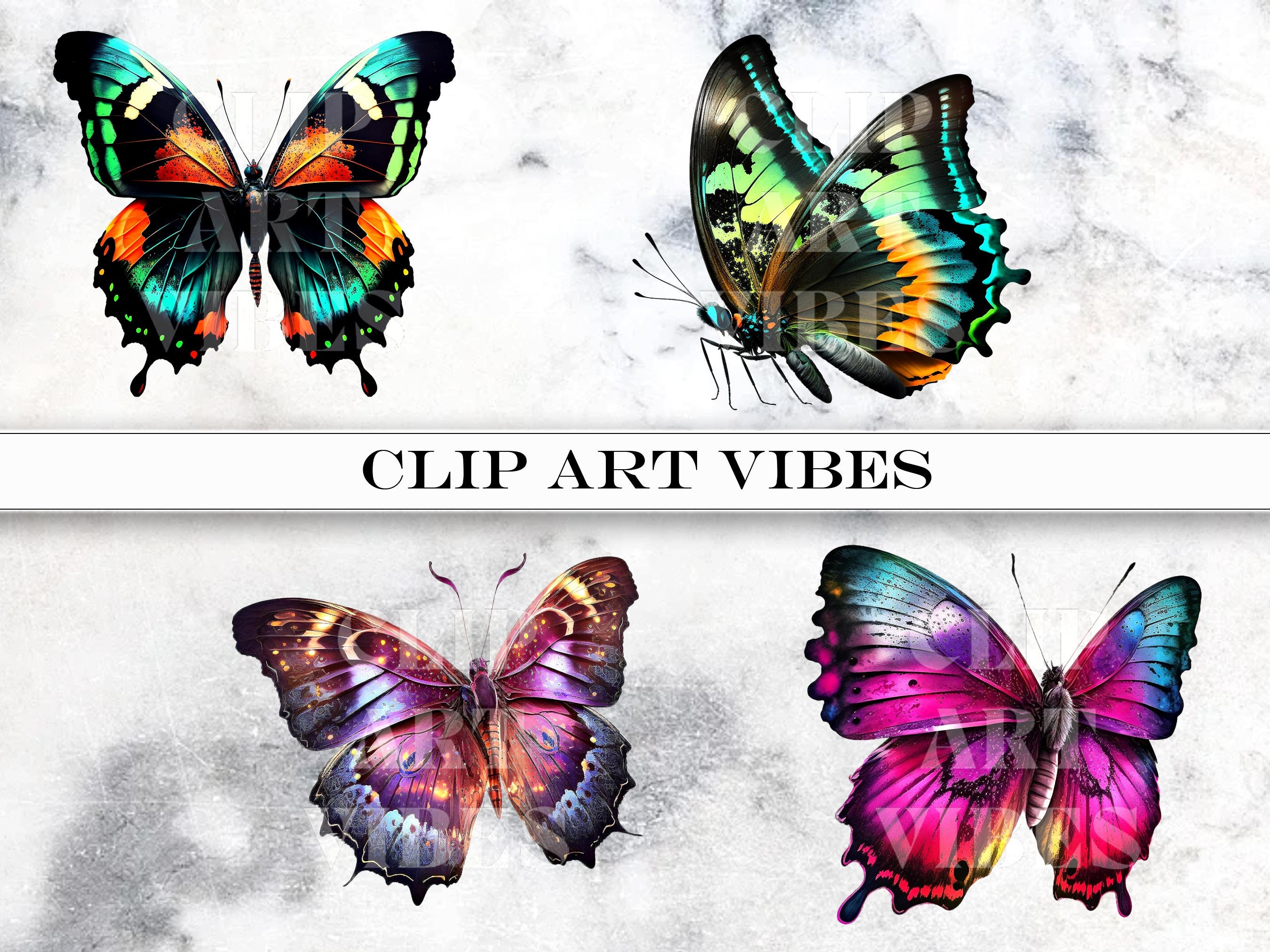 Watercolor Butterfly PNG Clipart Bundle, Butterfly PNG, Commercial Use ...