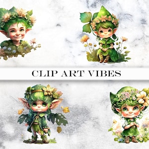 Saint Patrick Elf Clipart Bundle Watercolor Clipart Fantasy - Etsy