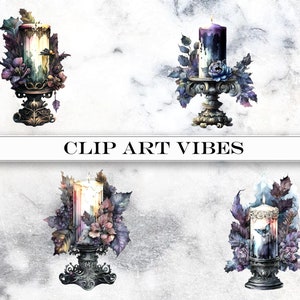 Gothic Candle Clipart Gothic Floral Candle Clipart Bundle - Etsy